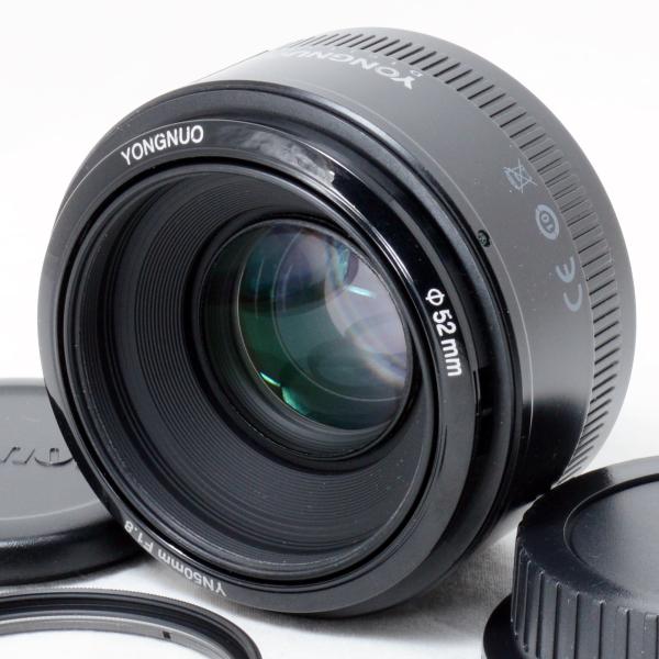 YONGNUO 50mm F1.8 キヤノン用 単焦点レンズ開放値1.8と大変明るいので光量が少ない室内でも撮影がしやすいレンズです！美しいボケ味を生かした撮影もカンタン！しかもフルサイズ機にも対応可能！コンパクトで携帯性が良く、単焦点でこ...