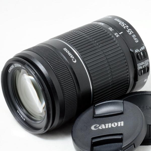 Canon キャノン EF-S 55-250mm F4-5.6 ISIIオートフォーカスが比較的静音！軽量・コンパクトで手振れ補正も付いた望遠ズームレンズ！お友達・お子様のスナップショット、風景の撮影発表会や運動会、スポーツ観戦、旅行にもピ...