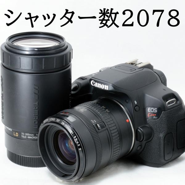 Canon キャノン EOS Kiss X6i回転式液晶で自撮りや低いアングルでの撮影が無理なくできます！レンズは広角28mm〜超望遠300mmまでカバー！普段撮りから遠景撮影までこのセットでOK！超高画質1800万画素＆ハイブリッドAFで...