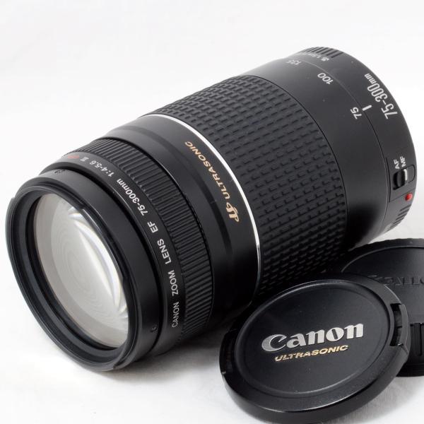 Canon キャノン EF 75-300mm F4-5.6 III USMウルトラソニックモーターを搭載し素早いAFが可能！フルサイズ機にも対応した超望遠ズームレンズです！各種イベント、遠景撮影など様々なシーンでご活用いただけます！☆外観コ...
