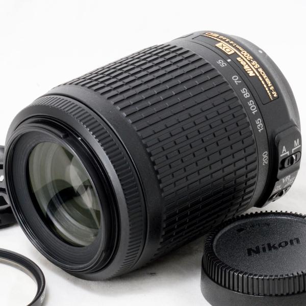 Nikon ニコン AF-S DX NIKKOR 55-200mm F4-5.6G ED VR重量が約335gと超軽量！大変使い勝手の良いズームレンズです！コンパクトで携帯性が良く純正なのにこのお値段！コストパフォーマンスに優れたレンズ！手...