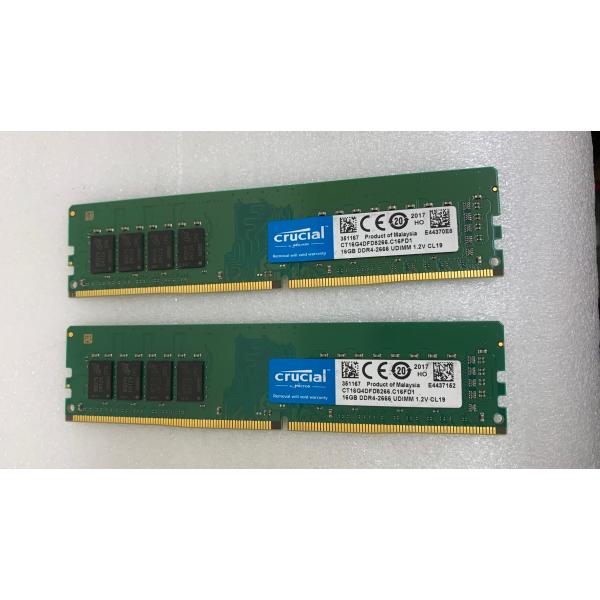 CRUCIAL PC4-2666V PC4-21300 DDR4 2666 16GB 2枚で DDR4 32GB DDR4 デスクトップ用メモリ ECC無し DDR4 DESKTOP RAMddr4-2666(PC4-21300)16GB ...