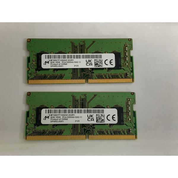 MICRON 1RX8 PC4-3200 (DDR4-25600) 8GB 2枚組 16GB DDR4 ノート用メモリ 260ピン ECC無し DDR4 LAPTOP RAMddr4-3200 (pc4-25600) 8GB 2枚で 16G...