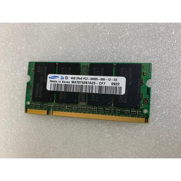 SAMSUNH PC2-6400S 4GB 1枚 DDR2ノートPC用 メモリ DDR2-800 4GB 200ピン DDR2 LAPTOP RAM 中古動作確認済みPC2-6400S (DDR2-800) 4GB 1枚 DDR2ノートPC...