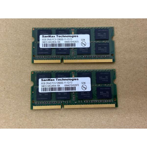 SANMAX 2Rx8 PC3-12800S 16GB 8GB 2枚で 16GB DDR3 ノートPC用 メモリ 204ピン DDR3 16GB LAPTOP RAM容量:8GB+8GB = 合計16GBタイプ:204ピン ddr3 Non...