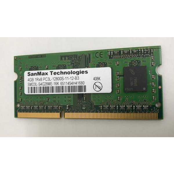 SANMAX  PC3L-12800S 4GB , DDR3L-1600 4GB DDR3L ノートパソコン用メモリ  中古メモリ　動作確認済み容量:4GBタイプ: 204ピン Non-ECC/ECC無しメモリ DDR3L ノートパソコン用メモリ