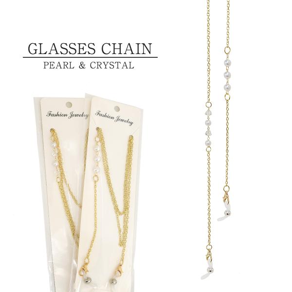 メガネチェーンパール＆クリスタル型番：GLASSCHAIN PEARL カラー：パール/クリスタルフレーム材質：ステンレス・スチール・合成ゴムおすすめの性別：女性用付属品：--※付属品の仕様は予告なく変更になる場合がございます。予めご了承く...
