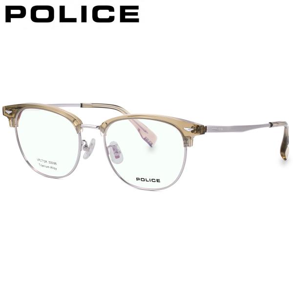 ブランド名：ポリス ( POLICE )型番：VPLT12K 0I95 53サイズフレームカラー：クリアカーキ/シャイニーパラジウムレンズ:デモレンズ鼻パッドの調整：可能レンズシェイプ分類：ウェリントンフレームタイプ分類：フルリム、コンビネ...