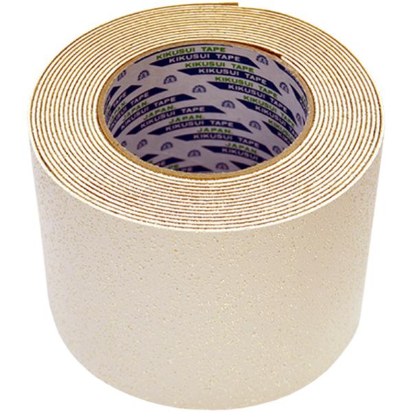 道路や駐車場に用いられる線引き用ラインテープ。熱溶着タイプでガスバーナーで貼り付けます。反射ビーズ入りで車のライト等を反射します。道路のレーン表示や通行区分表示、駐車スペース表示などの表示用に適しています。 メーカー：菊水テープ株式会社型番...