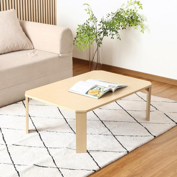 UV塗装で傷に強い！折りたためるモダンな木目調ローテーブルお部屋に自然に馴染む、落ち着いた木目調デザインでインテリア性も抜群。選べる3サイズ 幅90　105　120ｃｍからお選びいただけます。傷や汚れに強いUV塗装で、日常のお手入れもラクラ...