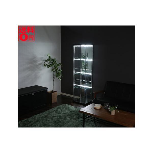 ●メーカー直送品 【メーカー在庫がない場合は、お時間を頂く場合もございます】・ ガラスコレクションケース ４段（背面ミラー） ＬＥＤ・品番: 99491・商品サイズ:全体：幅425 × 奥行365 × 高さ1620耐荷重(ガラス棚板)：5k...