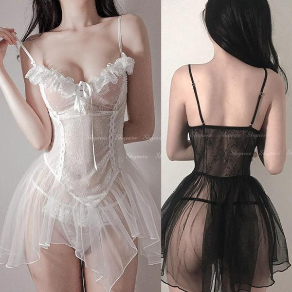 【フリーサイズ】スリップ丈  約70cmセット内容:スリップ+ショーツ素材：ナイロン、ポリウレタン※サイズは平置きで図らせていただいておりますので、実際の着用とは若干誤差がでる場合がございます。全体透け感のあるシースルータイプでsexyに。...