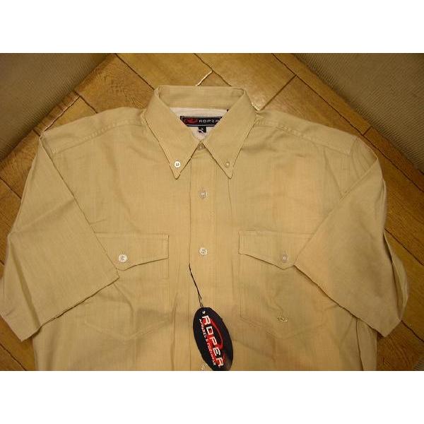 ROPER ローパー社 アメリカ国内商品半袖ウエスタンシャツ,２フラップポケット付きシャツ,ソリッド、ベージュカラー100%コットン素材