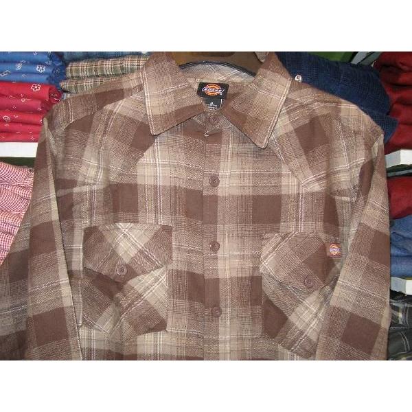 DICKIES WOVEN SHIRT ネルシャツアメリカ国内商品ヤングメンズ　フィット　ウエスタン　ネルシャツカラー：ブラウン系