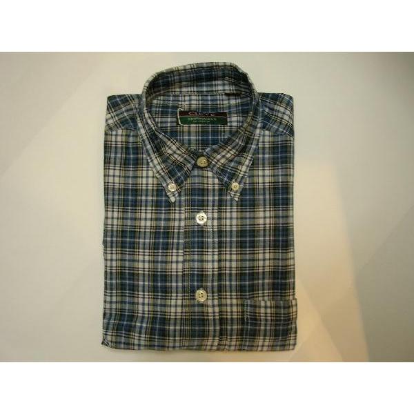 CLEVE クリーブ Made in INDIA 100%コットン マドラスボタンダウン 半袖シャツ カラー：ブルータータン