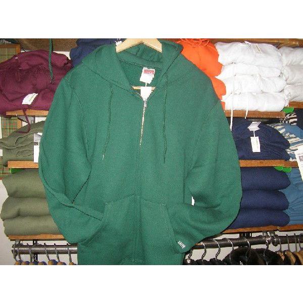 M J SOFFE アメリカ国内商品Made in USA ファブリック（生地）ミディアム・ウエイト50cotton/50polyトレーナースエットシャツ　ジッパーフード付きトレーナーカラー/グリーン