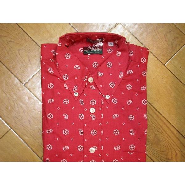 CLEVE クリーブMade in USA 100%コットンオリジナルシャツボタンダウン 長袖シャツカラー：レッドバッファロー　