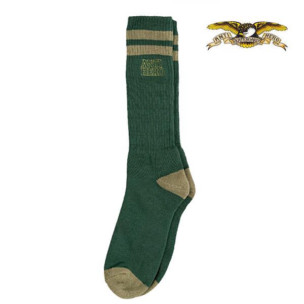 ANTIHERO　アンタイヒーローアンタイヒーロー　アンチヒーロー　ソックス　靴下　メンズ　グリーン１９９６年サンフランシスコのダウンヒルマスターとしても有名なカリスマスケーター、ジュリアン ストレンジャーによって設立されたDECKブランド...