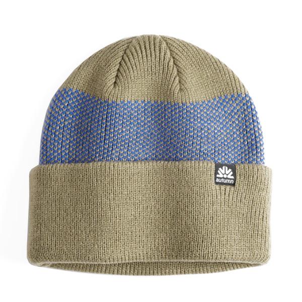 AUTUMN HEADWEAR　オータムニット帽　帽子　ビーニー　SNOWBOARD　2025　グリーン系グレーｘブルー100% Acrylic Two Color Jacquard10” tall, 3” cuffMediumweight...
