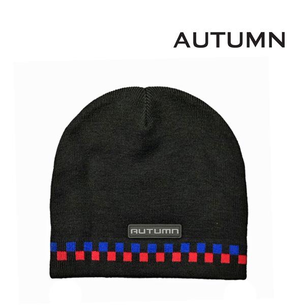 AUTUMN HEADWEAR　オータムニット帽　帽子　CAP　ビーニー　2022　ブラック　SNOWBOARDSKULLY FIT. 10" TALL. NO CUFFRUBBER LABELBLACK WITH RED AND BLUE...