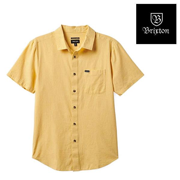 BRIXTON　ブリクストンチャーターシャツ　メンズ　半袖シャツ　無地シャツ　シンプル　イエロー シャツ　2023　STANDARD FIT　ウォッシュ加工プロサーファー・プロスケーター・ロックミュージシャンにも愛用されているブランドです。...