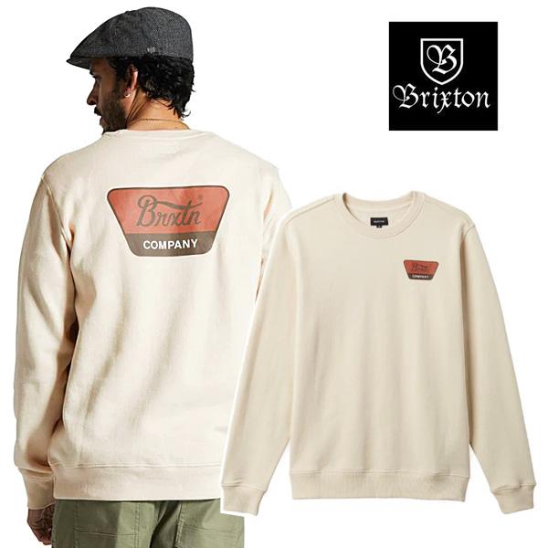 BRIXTON　ブリクストンクルーネックスウェット　メンズ　アイボリープロサーファー・プロスケーター・ロックミュージシャンにも愛用されているブランドです。ミディアムウェイトの生地を使用し、ブランドの定番ロゴであるLINWOODを左胸とバック...