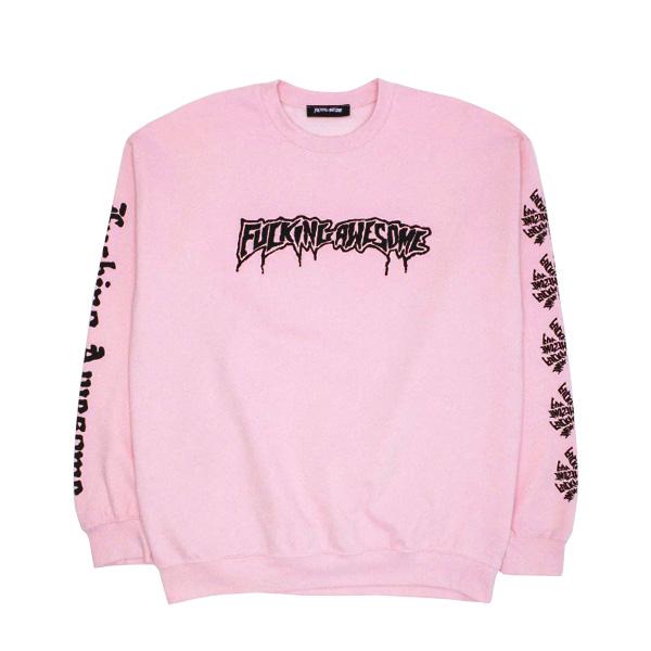 FUCKING AWESOME　ファッキンオーサムスウェット　トレーナー　クルーネックスウェット　ライトピンク　裏起毛Classic Fit 9oz Crewneck Sweater.Printed "Fucking Awesome" Br...