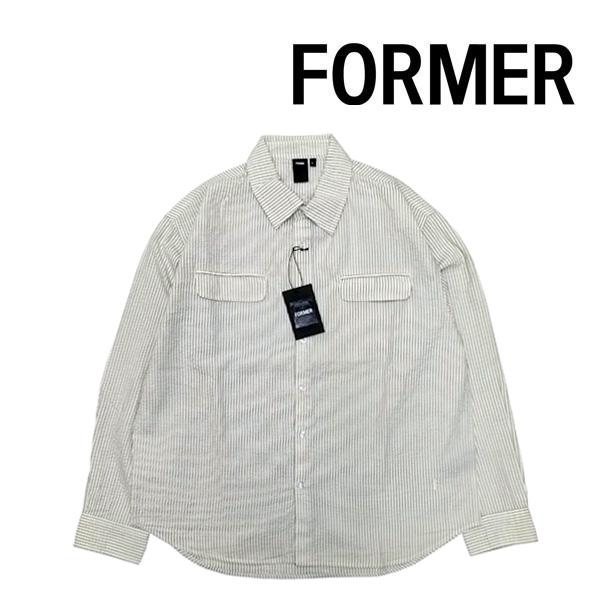 FORMER　フォーマー長袖シャツ　ストライプシャツ　コットンシャツ　シアサッカー※返品交換はご遠慮くださいませ。サイズ：着丈/身幅（cm）L：76.0/62.0XL：78.0/65.0素材：【コットン】オススメシーズン：【春 秋】配送方法...