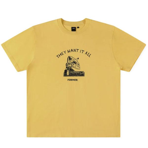 FORMER　フォーマー半袖Tシャツ　T-SHIRT　TEE　メンズ　イエロー  2025 世界中で絶大なる人気を誇るクレイグ アンダーソン、デーン レイノルズ、オースティン ジレット、ディラン リーダーによって設立されたアパレル ＆ メデ...