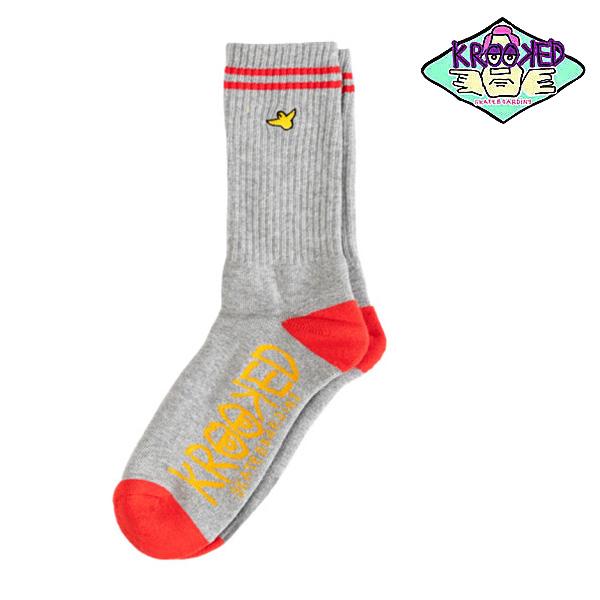 KROOKED SKATEBOARDS　クルキッドソックス　靴下　メンズ　クルーソックス　グレー【配送方法につきまして】メール便ご利用の際は2足まで同梱OK！3足以上の場合はメール便を複数小口に分けて発送、または宅配便にて発送させていただき...
