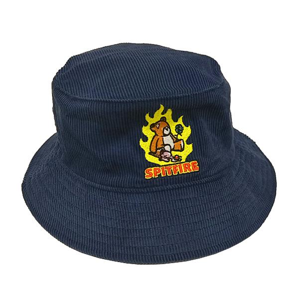 SPIT FIRE　スピットファイア ウィール スピットファイヤー帽子　コーデュロイハット　バケットハット　ハット　熊　ネイビー火の玉小僧のマークで有名な世界NO１のシェアを誇るウィールブランドです。最良質のウレタンから造り出されるウィール...