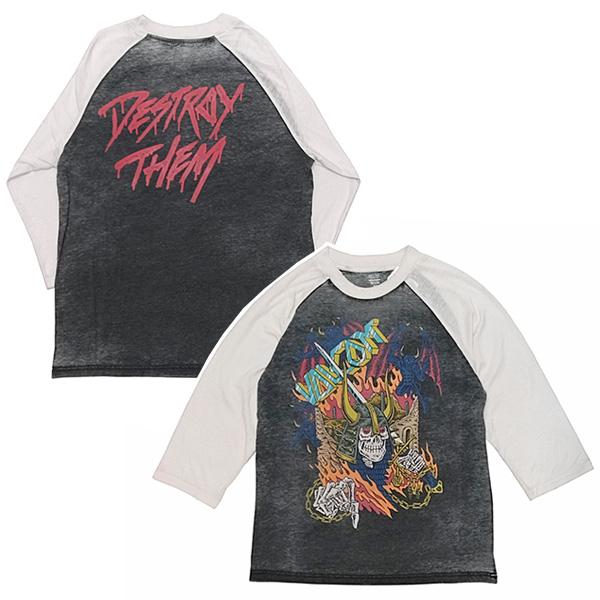 VOLCOM ボルコム長袖Tシャツ　ラグランTシャツ　ユーズド調　メンズ　※生地薄めの為、透け感がありますご注意くださいコリン・プロヴォストとのコラボレーションでデザインされ、ミッチ・デラニーのアートをあしらったSkate Vitals C...