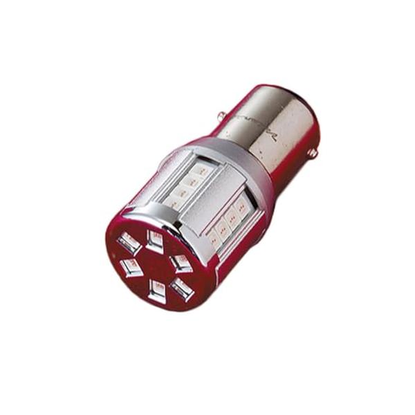 S25ダブル ピン角180°レッド/横15×縦43×奥行20/M11-S25D-RE・Style:S25ダブル ピン角180°・パッケージ個数:1・ジュエルLEDバルブ バイク専用・DC12V 二輪車 車検対応、高輝度6＋24LED（SMD...