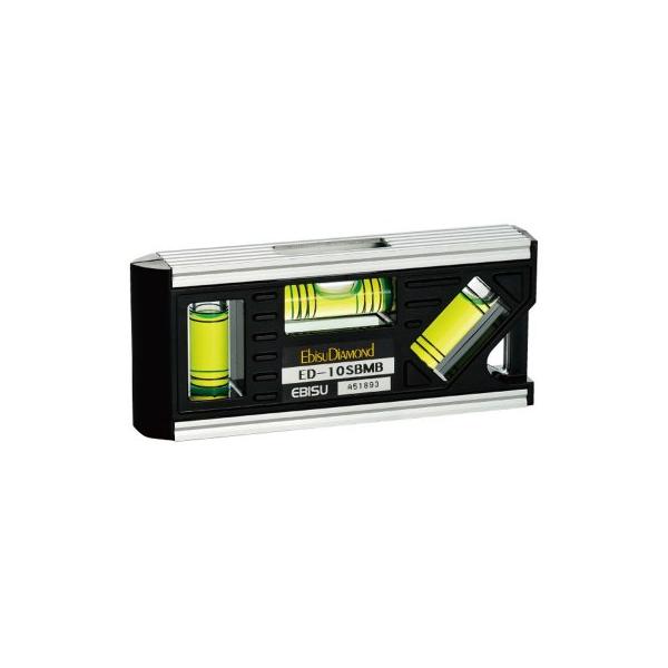 磁石付黒/-/ED-10SBMB ブラック・パッケージ個数:1・製造国:日本・アルミ合金押出硬化処理・アルマイト・クリアー塗装仕上げ・6本線アクリル水平気泡管・4本線アクリル垂直・45°気泡管