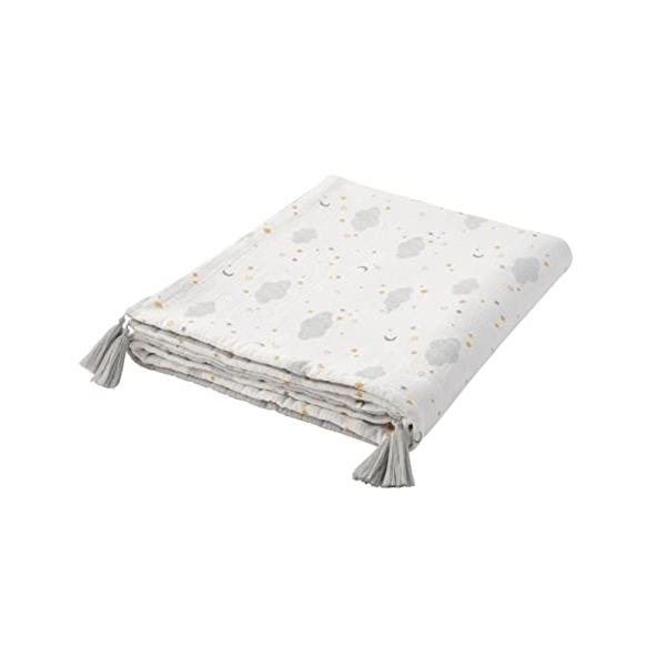 シンプルホワイト/F/NZDB010360200・Color:ホワイト・オールシーズン使いやすいタッセル付きのガーゼケット