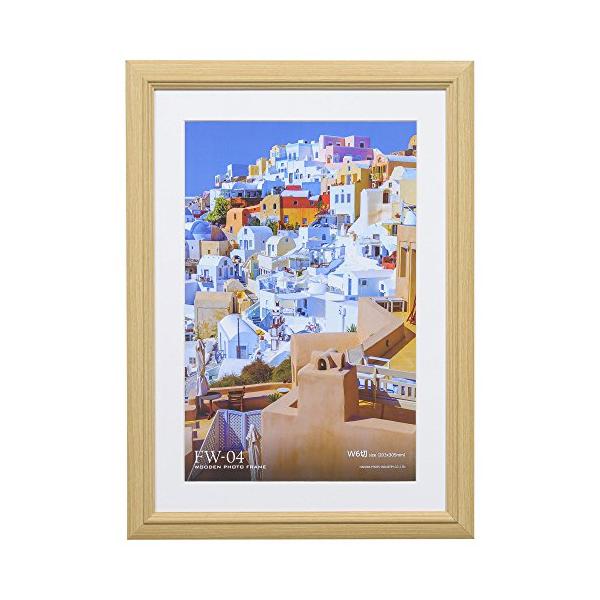 単品ナチュラル/ワイド6切/FW-4-NTW6・Color:ナチュラルSize:ワイド6切Style:単品・パッケージ個数:1・ゆるやかな曲線で温かみ溢れるお手頃価格の木製フォトフレーム・奥行き感を与え作品をより引き立てるVカット(断面斜め...