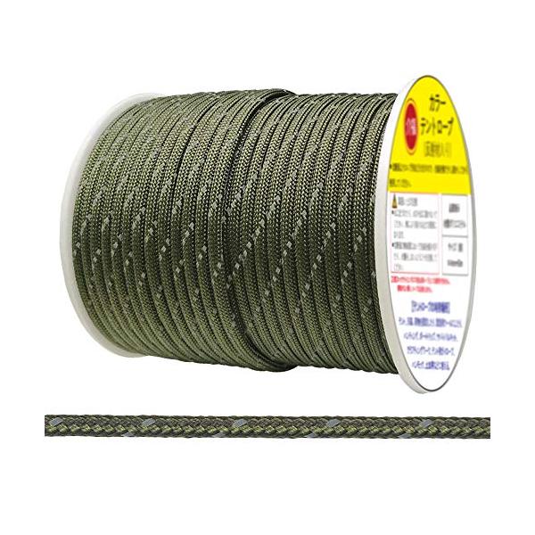 反射材入りアーミーグリーン/-/-・Color:アーミーグリーン・?テントロープの材質内芯+表地：ポリエステル。直径4mm*長さ50m。高強度、耐摩耗性、褪色耐性、乾きやすい、長い耐久性を実現しました。ご注意ロッククライミング&amp;プロ...