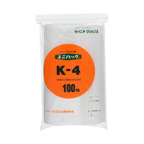 クリア/K-4/K-4・Size:K-4・パッケージ個数:1・規格(br)●型　番：K-4(・)●厚み（mm）：0.04(・)●幅×チャック下（mm）：280×400(・)・仕様(br)●材質：PE（ポリエチレン）