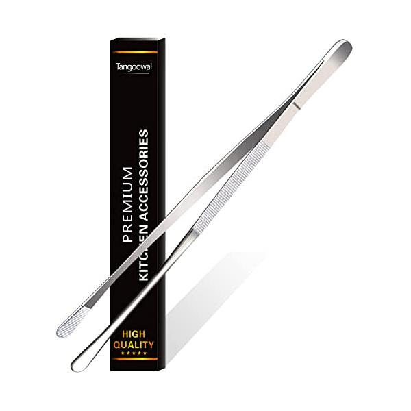 サービングトングシルバー/12-Inch Tongs/0012・Color:シルバー・パッケージ個数:1・キッチンヘルパー - 12インチの非常に長い高精度のプロフェッショナルクッキングピンセットは、キッチンをより自発的にするのに役立ちます...
