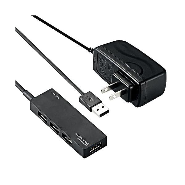 本体のみブラック/1.5ｍ(ACアダプタ付)/U2H-AN4SBK・Color:ブラック・パッケージ個数:1・ACアダプターが付属するセルフパワー・バスパワー共用タイプの4ポートUSBハブです。・付属のACアダプターを接続してセルフパワーモ...
