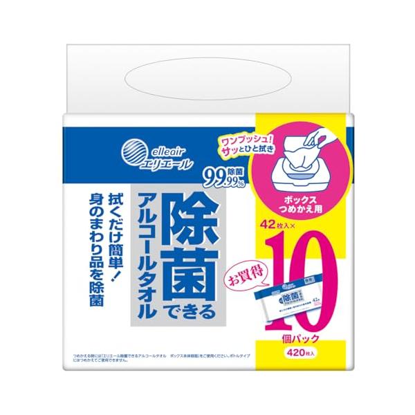 詰替40枚×10パック白/42シート (x 10)/-・Style:詰替40枚×10パック・パッケージ個数:1・アルコールを配合したシートで、身のまわり品を拭くだけで簡単に菌を除去・速乾性が高く、拭き取り跡が残りにくい・アロエベラ葉エキス配...