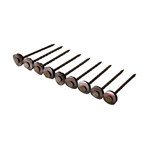 1_大サイズブロンズ/45mm/28155・Size:45mmStyle:1_大サイズColor:ブロンズ・パッケージ個数:1・サビにくいステンレス製傘釘・釘胴部にパワースクリュー加工で保持力UP・270本入。(1連に9本の傘釘が連なってい...