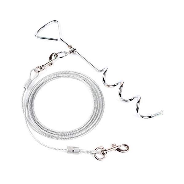 シルバー/-/-・Color:シルバー・パッケージ個数:1・埋め込み式の小型・中型犬用 係留ステッキ&amp;ワイヤーリードの2点セットです。ブルー・シルバー・レッドの3カラーをご用意しました。・公園などのお散歩や、アウトドアキャンプ、BB...