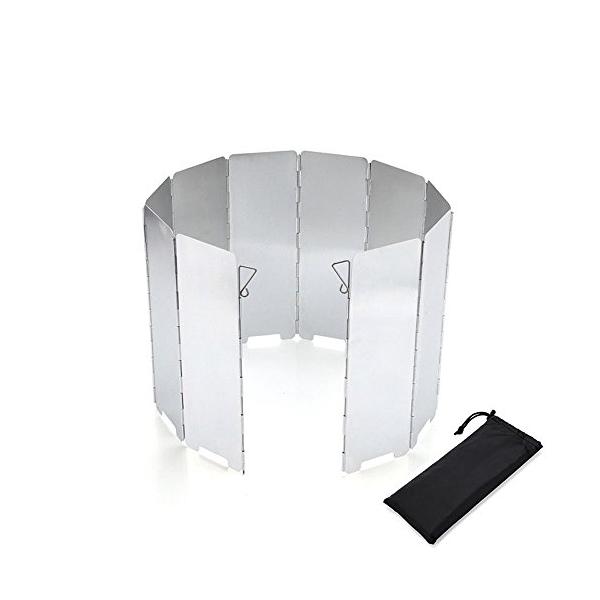 パッケージ個数:1・??延長版の風除板です。サイズ：各プレートの外形寸法：約8.2×24センチメートル 展開（10プレート）の寸法： 約82×24センチメートル 収納時:24cmx8cmx2cm 重量:280g・??素材:アルミニウム、ステ...