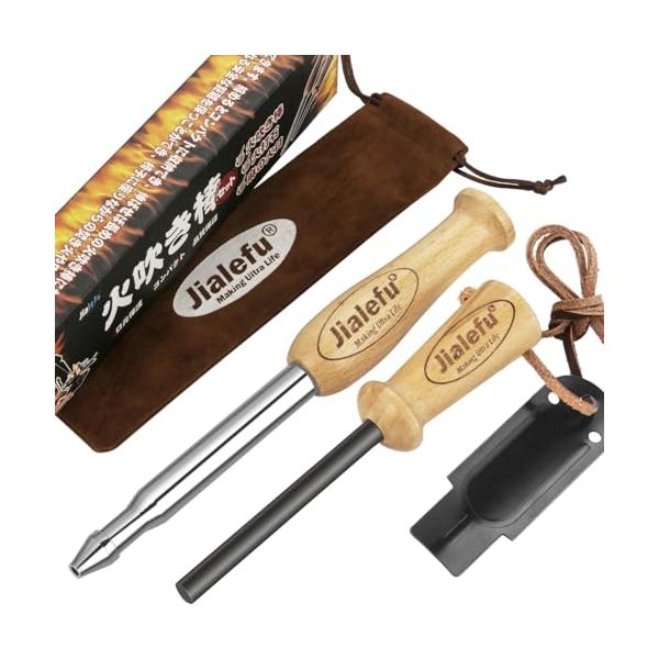 火吹き棒+火打ち石シルバー/火吹き棒+火打ち石/簡単着火・Size:火吹き棒+火打ち石・【豪華火起こしセット】キャンプやバーベキューの際に役に立つ火打ち石&amp;極太 ファイヤースターターです。持ち運びしやすいようにコンパクトでシブかっこ...