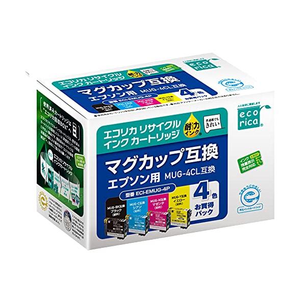 マルチカラー4色パック/通常容量/ECI-EMUG-4P・【種類】リサイクルインク 【対応メーカー】エプソン 【カラー】4色パック・【適合機種】EW-052A / EW-452A