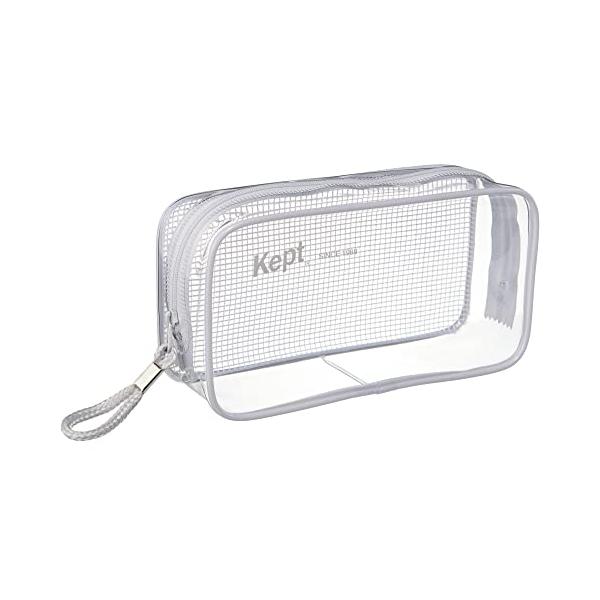 クリアペンポーチライトグレー/幅190×高さ95×奥行60mm/KPF9021LN・Color:ライトグレー・パッケージ個数:1・マチがあってたっぷり入るペンポーチ・出し入れしやすい長めの引手付き・コスメやトラベルグッズなどの収納にも便利・...