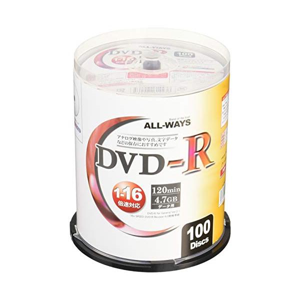 スピンドルケース-/100枚/ALDR47-16X100PW・Size:100枚Style:スピンドルケース・パッケージ個数:1・規格:-R / 容量(GB):4・種類:PC用 / 記録面:片面1層 / 16倍速・入数:100・盤面印刷:可...