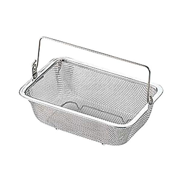 水切りシルバー/ツル付き/038058・PatternName:かご(ツル付き)・パッケージ個数:1・サイズ(約):外寸/幅15×奥行11×高さ6cm・素材・材質:18-8ステンレス・生産国:日本 (燕三条)