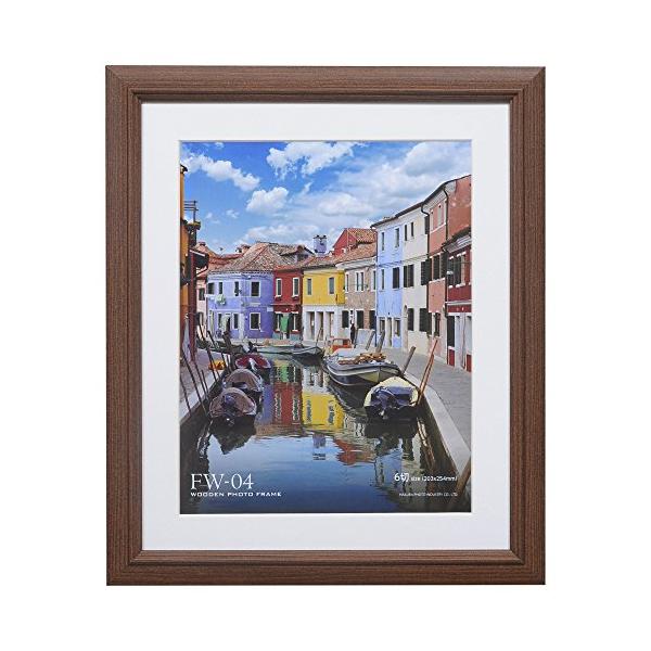 単品ブラウン/6切/FW-4-BR6・Color:ブラウンSize:6切Style:単品・パッケージ個数:1・ゆるやかな曲線で温かみ溢れるお手頃価格の木製フォトフレーム・奥行き感を与え作品をより引き立てるVカット(断面斜め裁断加工)マット・...